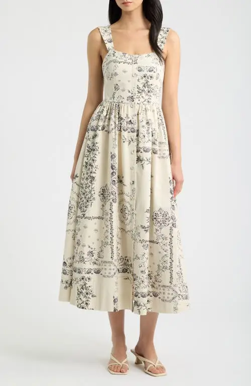 Moon River Floral Print Sleeveless Maxi Dress - Cream Multi