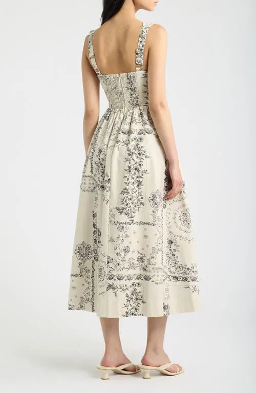 Moon River Floral Print Sleeveless Maxi Dress - Cream Multi