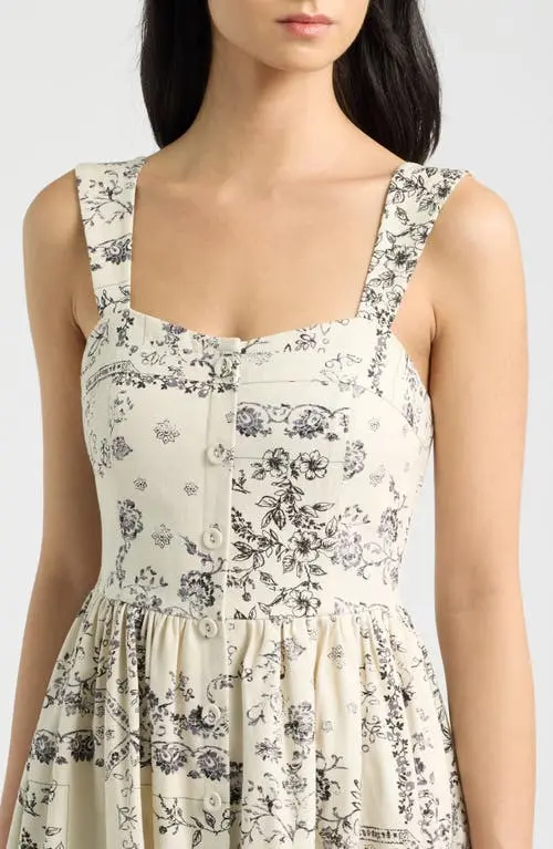 Moon River Floral Print Sleeveless Maxi Dress - Cream Multi
