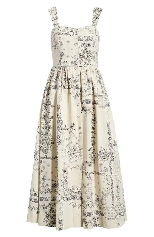 Moon River Floral Print Sleeveless Maxi Dress - Cream Multi