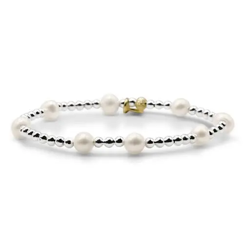 BOWOOD LANE Paige Freshwater Pearl & Sterling Beaded Bracelet - Silver