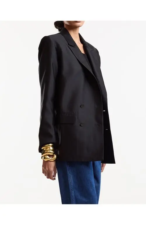 Cynthia Rowley Silk Wool Double-breasted Blazer