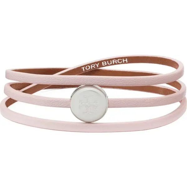 Tory Burch Multi-strand Leather Charm Bracelet - Light Silver/pink