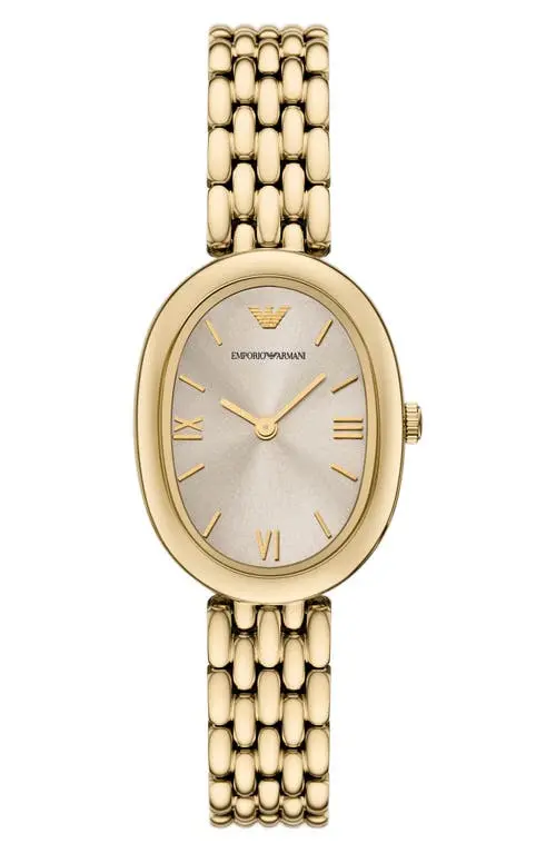 Emporio Armani Stainless Steel Goldtone Plate Oval Case Watch - Gold