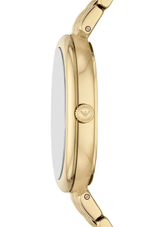 Emporio Armani Stainless Steel Goldtone Plate Oval Case Watch