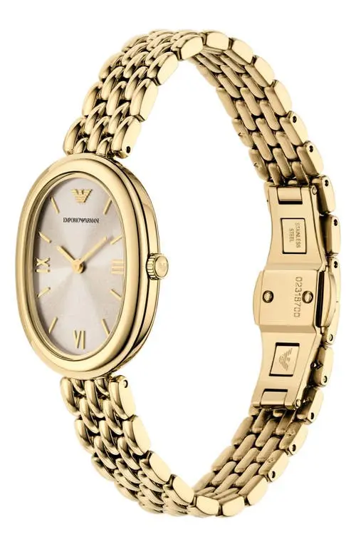 Emporio Armani Stainless Steel Goldtone Plate Oval Case Watch