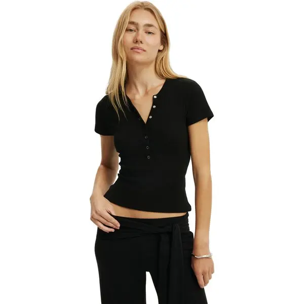 COTTON ON Blake Henley Short Sleeve - Black