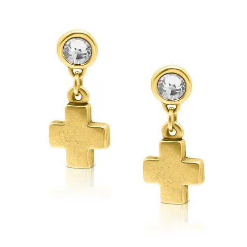 BOWOOD LANE Sable Plated Cross Earrings With Cubic Zirconia