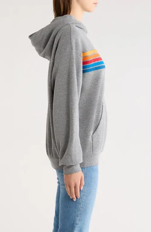 Aviator Nation 5 Stripe Hoodie - Heather Grey