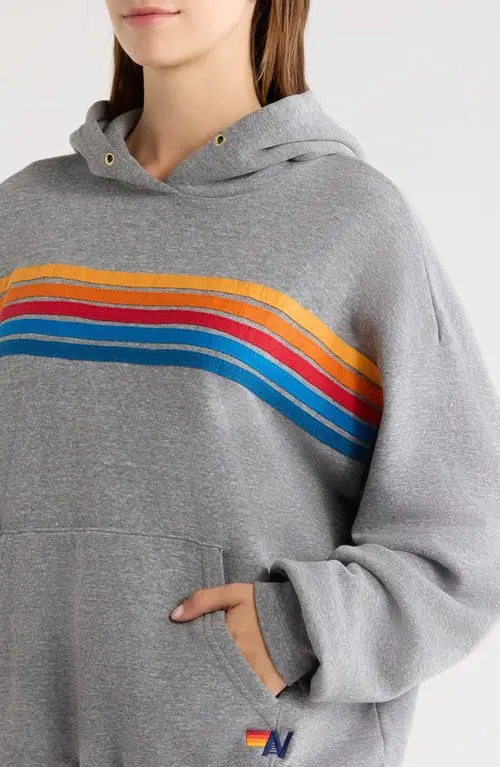 Aviator Nation 5 Stripe Hoodie - Heather Grey