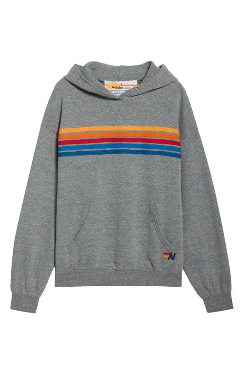 Aviator Nation 5 Stripe Hoodie - Heather Grey