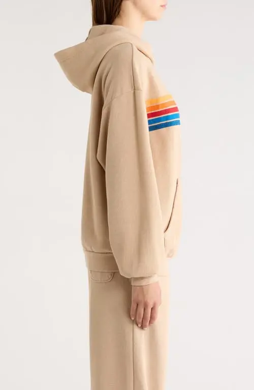 Aviator Nation 5 Stripe Hoodie - Sand