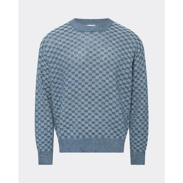 LE PERE Knit Basketweave Sweater - Blue