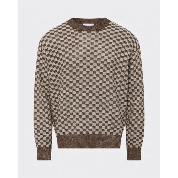 LE PERE Knit Basketweave Sweater - Brown