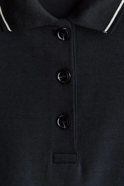 H&m Cotton-blend Polo Shirt - Dark Blue