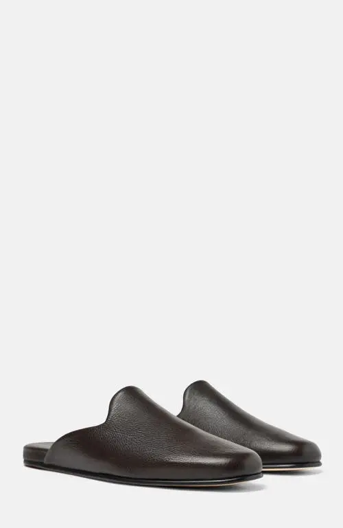SCAROSSO Atlas Leather Slippers - Black - Calf