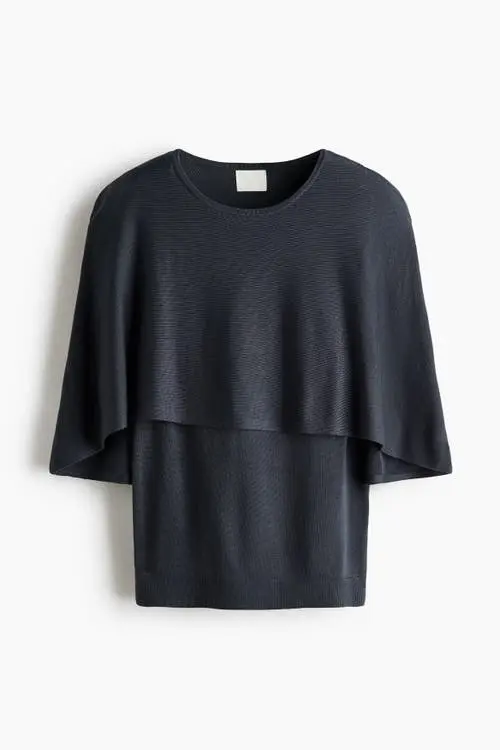 H&m Fine-knit Cape Top - Dark Gray