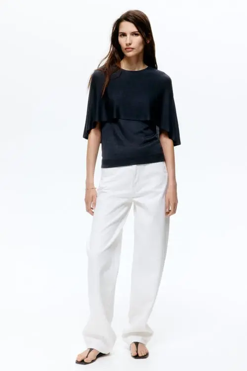 H&m Fine-knit Cape Top - Dark Gray