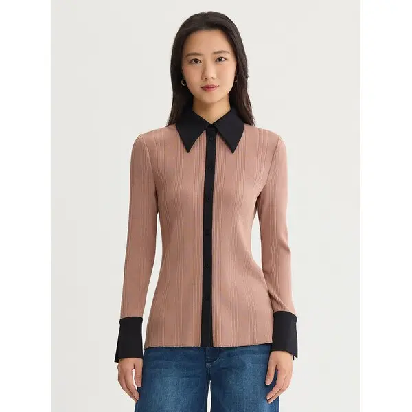 Misook Lightweight Mixed Media Soft Knit Shirt