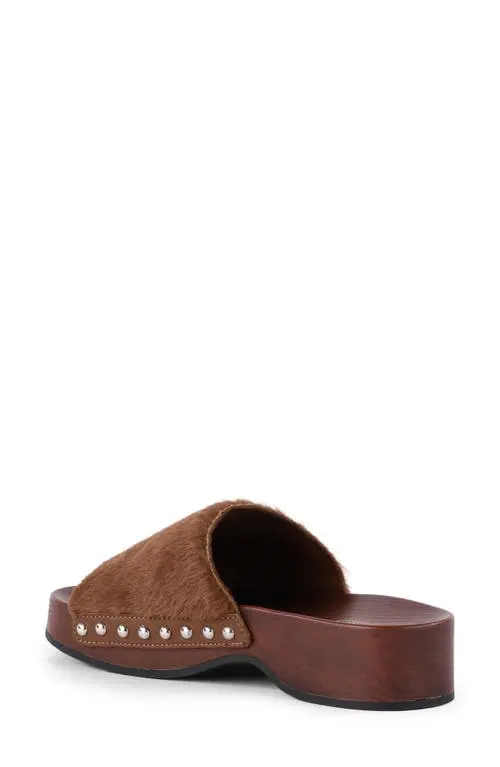 Seychelles Faux Fur Slide Sandal With Studs - Chocolate