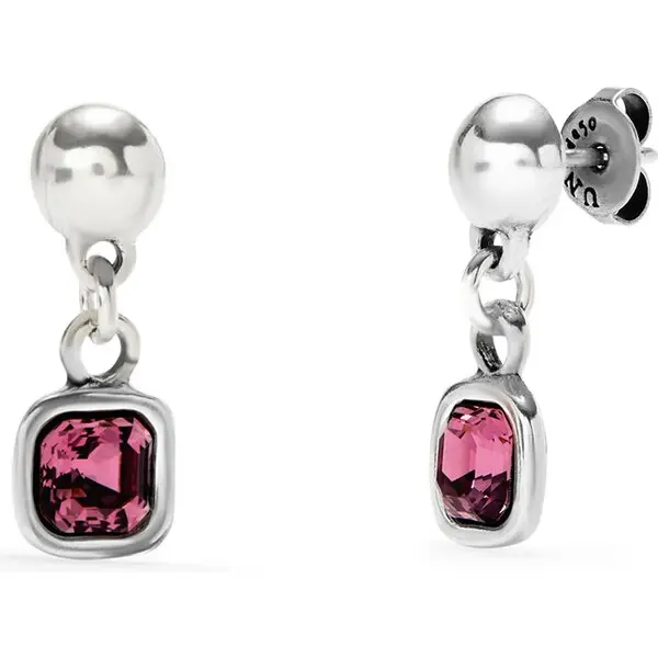 UNODE50 Crystal Dangle Earrings - Silver