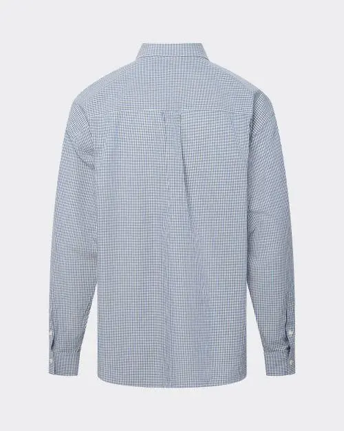 LE PERE Poplin Button Down Shirt - Blue Gingham