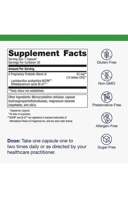 METAGENICS Ultraflora Balance Probiotic Shelf-stable Daily Gut Health Supplement 30 Capsules