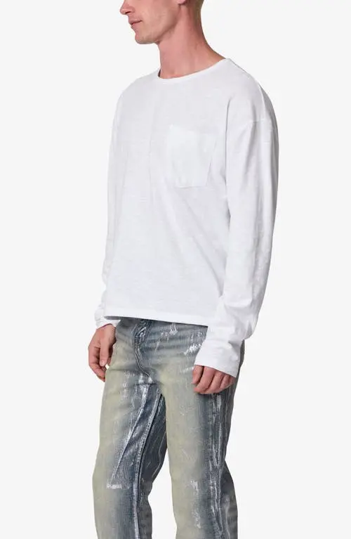Mnml Slouchy Pocket Long Sleeve T-shirt - White
