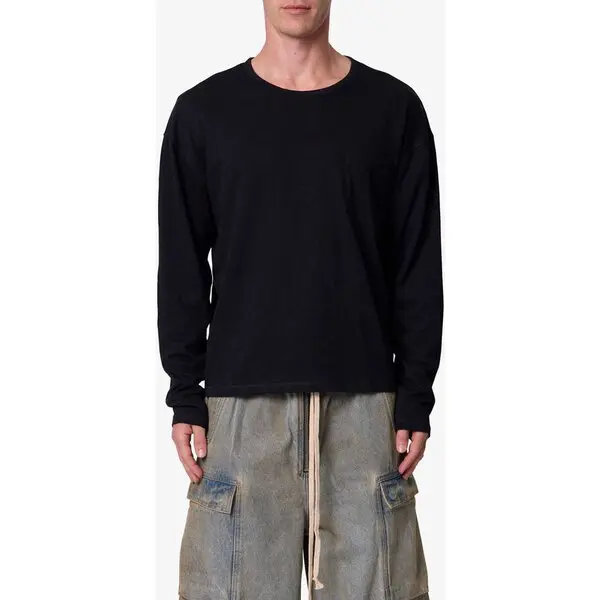 Mnml Slouchy Long Sleeve Pocket T-shirt - Black
