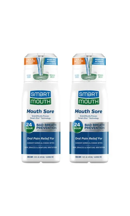 SMARTMOUTH Zinc Activated Soothing Oral Pain Relief Mouthwash 16 Fl Oz - Cool Mint
