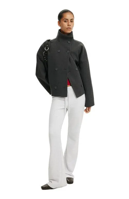 COTTONON Funnel Neck Coat - Charcoal