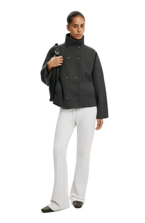 COTTONON Funnel Neck Coat - Charcoal