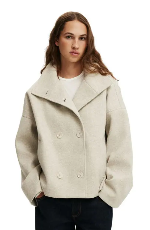 COTTON ON Cottonon Double Breasted Funnel Neck Coat