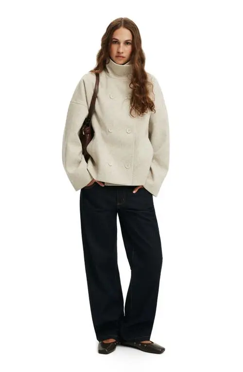 COTTON ON Cottonon Double Breasted Funnel Neck Coat