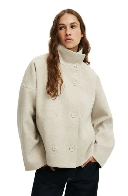 COTTON ON Cottonon Double Breasted Funnel Neck Coat