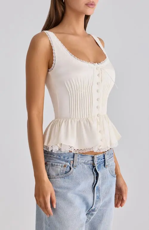 House Of Cb Effie Lace Trim Button-up Dress