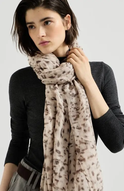 Brunello Cucinelli Lynx Print Cashmere Scarf