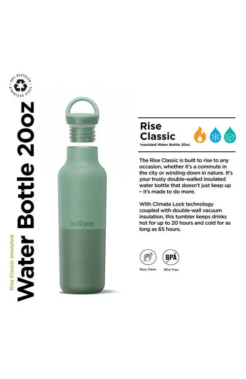 KLEAN KANTEEN 20oz Rise Classic Insulated Water Bottle With Arch Loop Cap