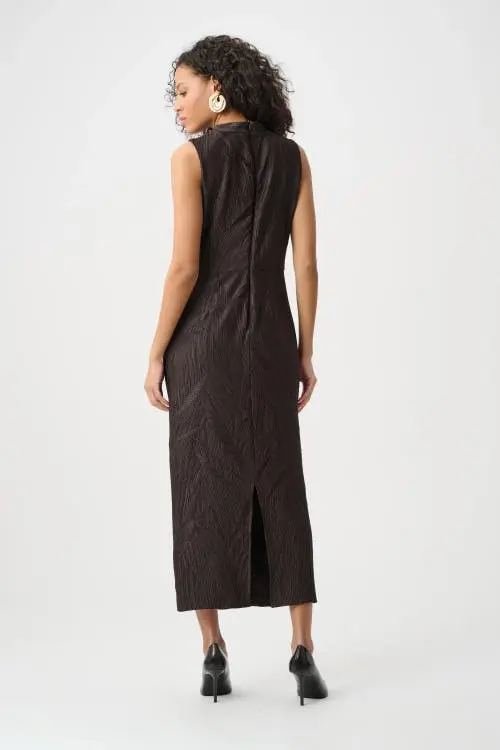 Joseph Ribkoff Pleated Satin Sleeveless Midi Dress