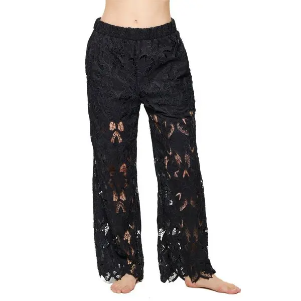 GOTTEX Guipure Lace Beach Pant Cover-up - Black