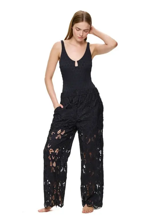 GOTTEX Guipure Lace Beach Pant Cover-up - Black