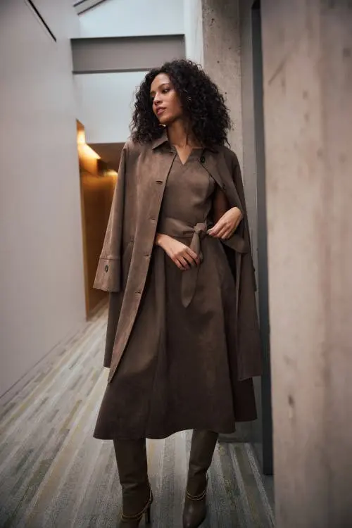 Joseph Ribkoff Suede Straight Coat