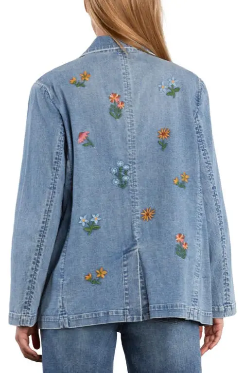 BILLY T Embroidered Floral Blazer - Denim