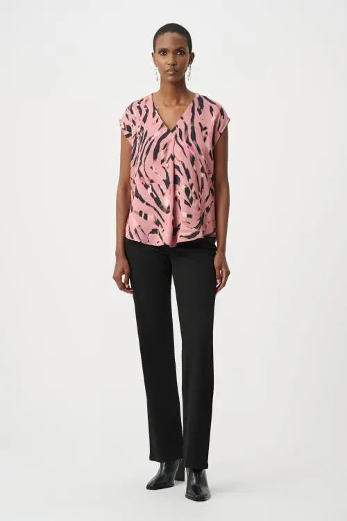 Joseph Ribkoff Textured Satin Animal Print Boxy Top