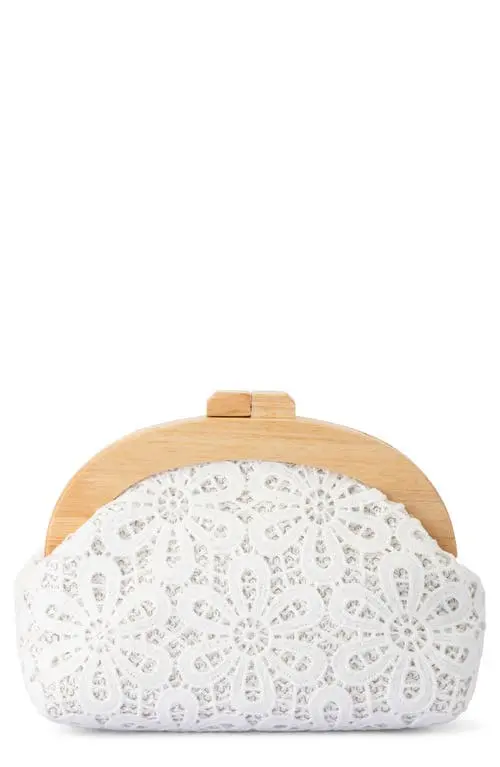 OLGA BERG Bonnie Lace Clutch With Wood Frame