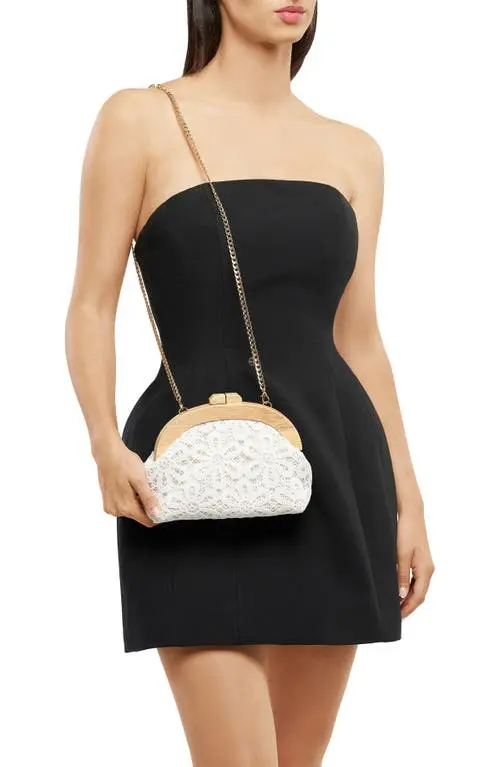 OLGA BERG Bonnie Lace Clutch With Wood Frame