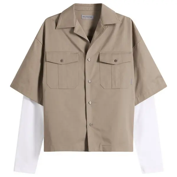 Balenciaga Double Layer Bowling Shirt - Beige