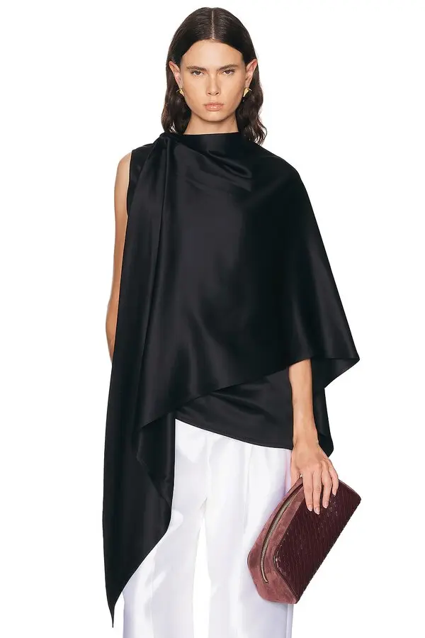Bottega Veneta Silk Fluid Top In Black