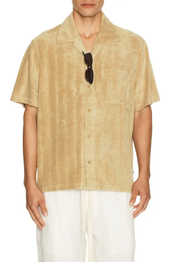 J. Lindeberg Ted Stripe Terry Shirt In Brown