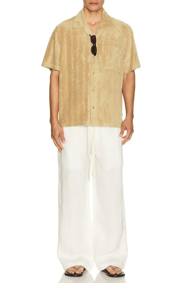 J. Lindeberg Ted Stripe Terry Shirt In Brown